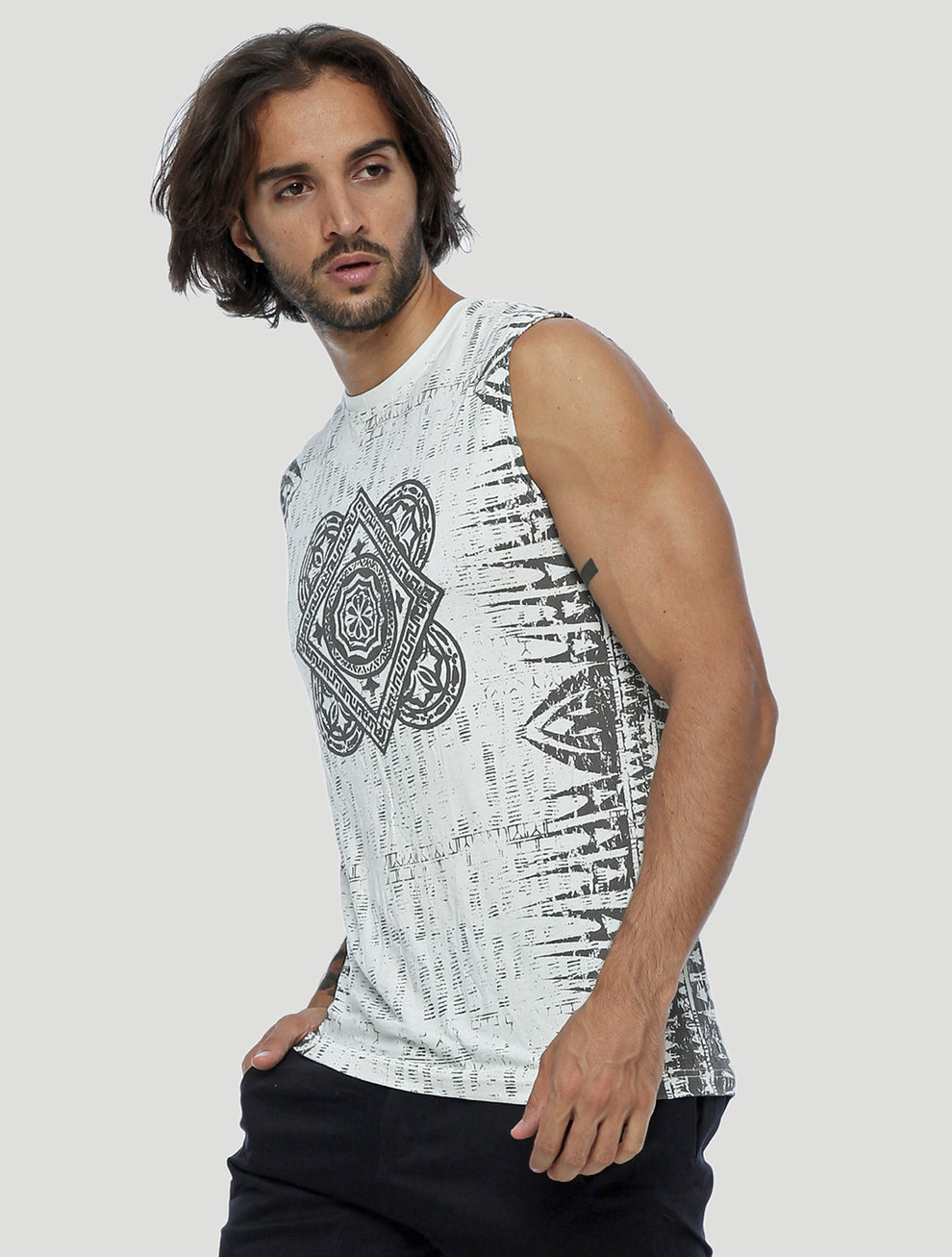 'Jaya' Sleeveless Printed Tee by Psylo Fashion